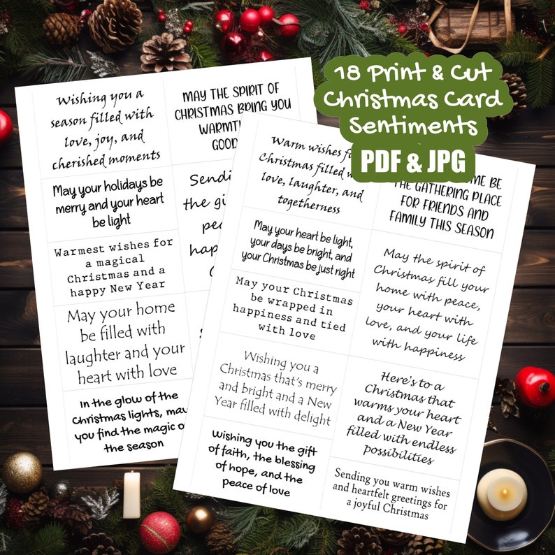 Christmas Card Making Sentiments Card Greeting Inserts - Etsy