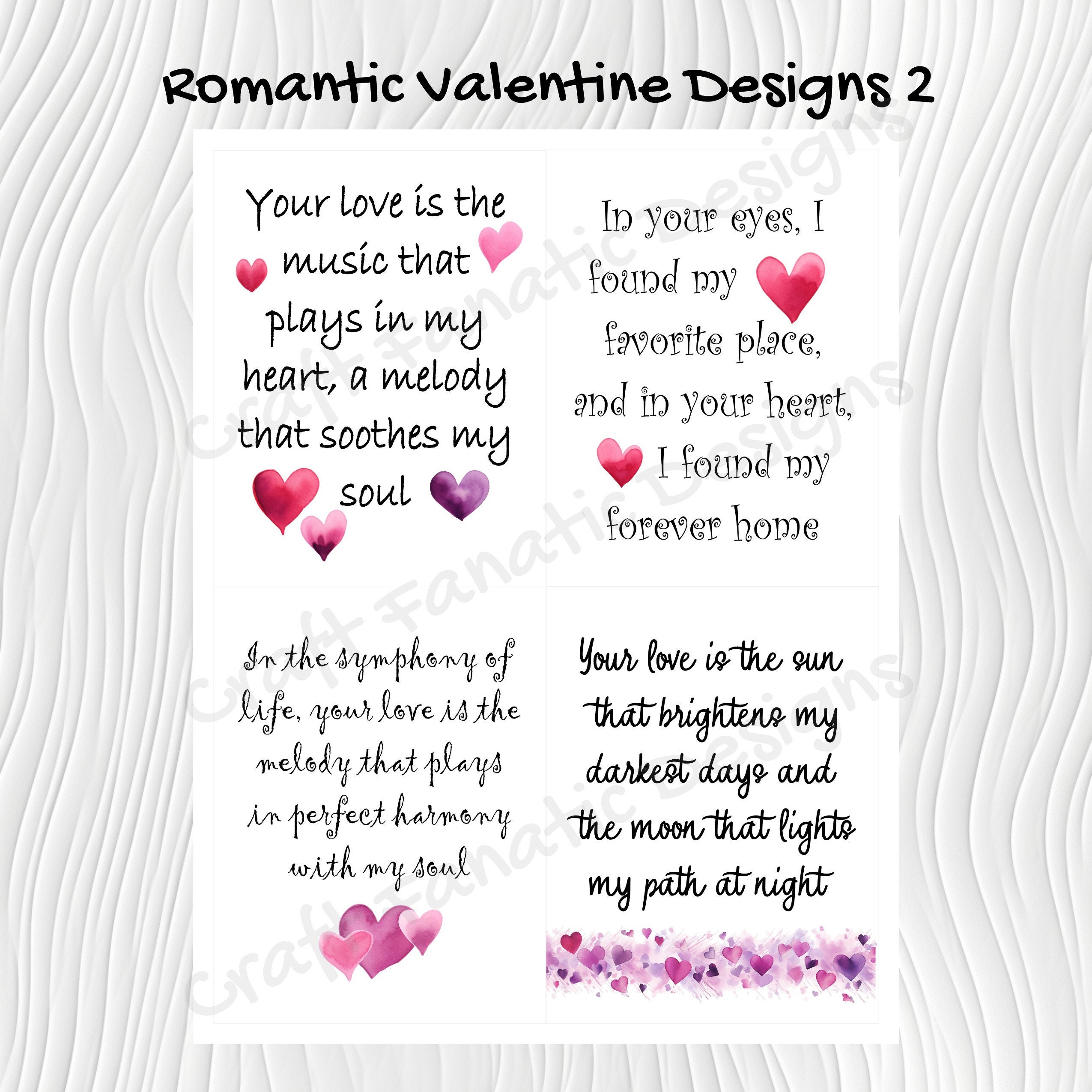 Romantic Valentine Card Making Sentiments Digital Printable Valentine's ...
