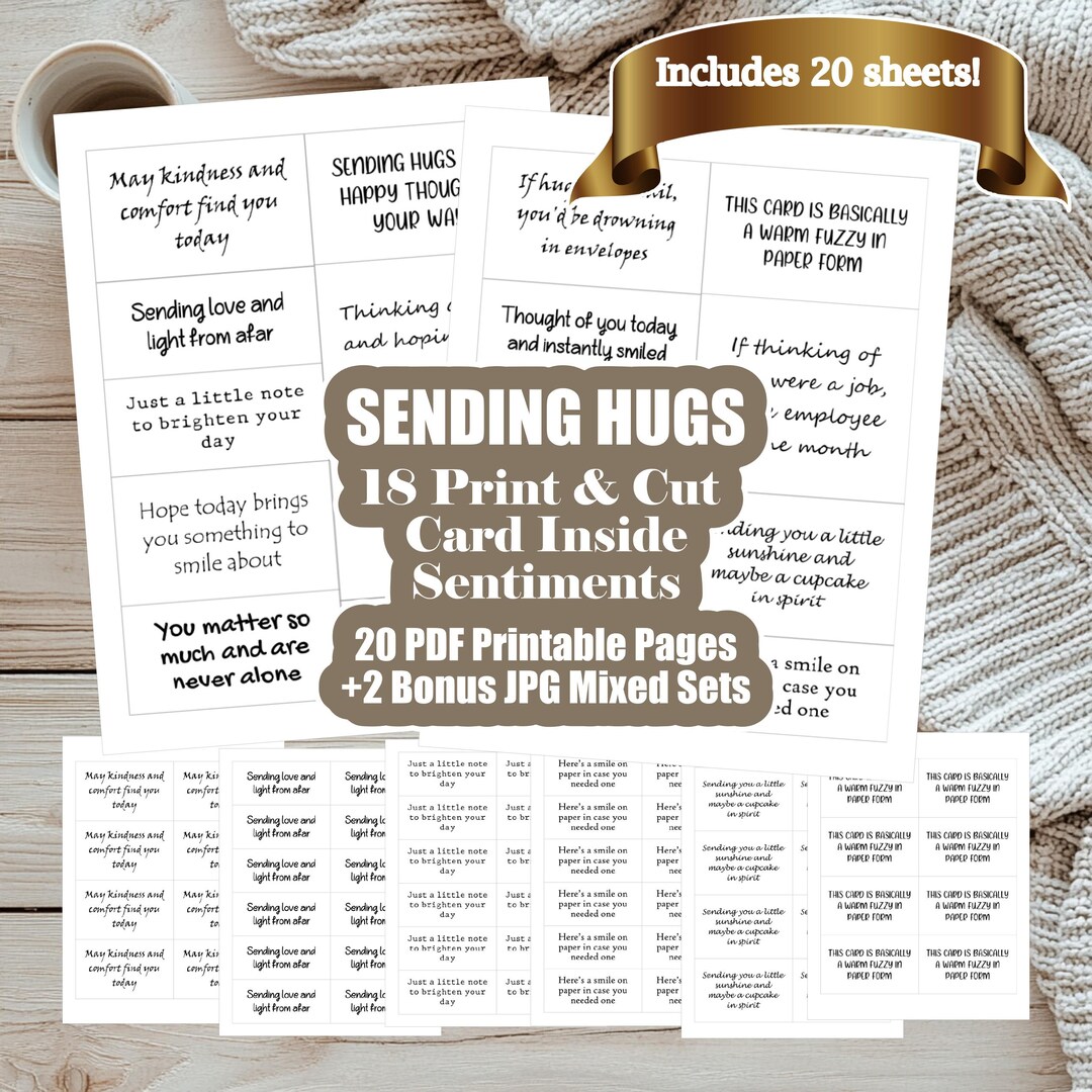 Sending Hugs Card Sentiments - Happy Thoughts & Positive Thinking ...