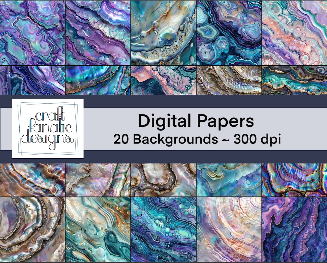 Abalone Shell Digital Paper Printable Art for Card Making Backgrounds ...