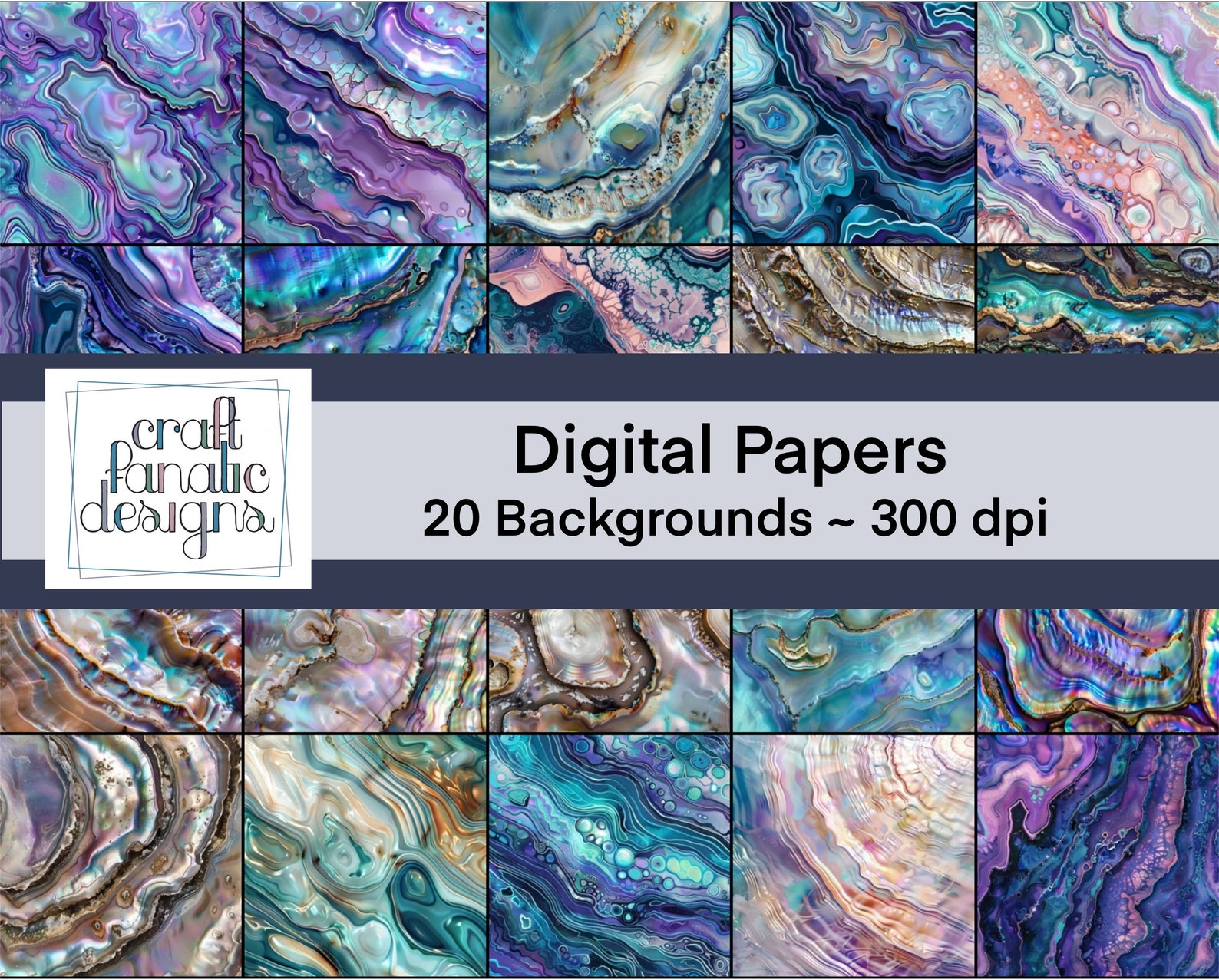 Abalone Shell Digital Paper Printable Art for Card Making Backgrounds ...