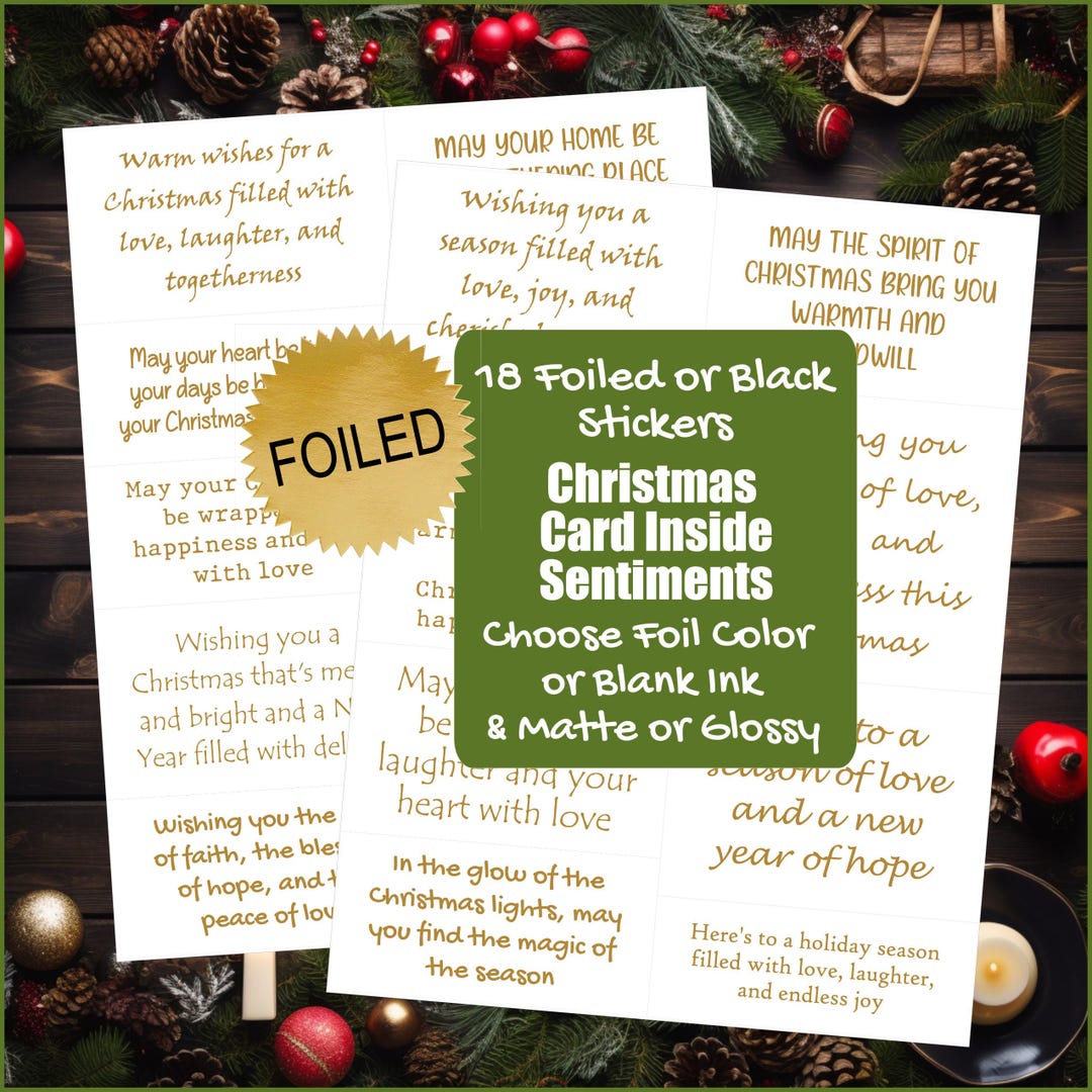 Christmas Card Sentiment Foil Stickers, Holiday Sayings for Christmas ...