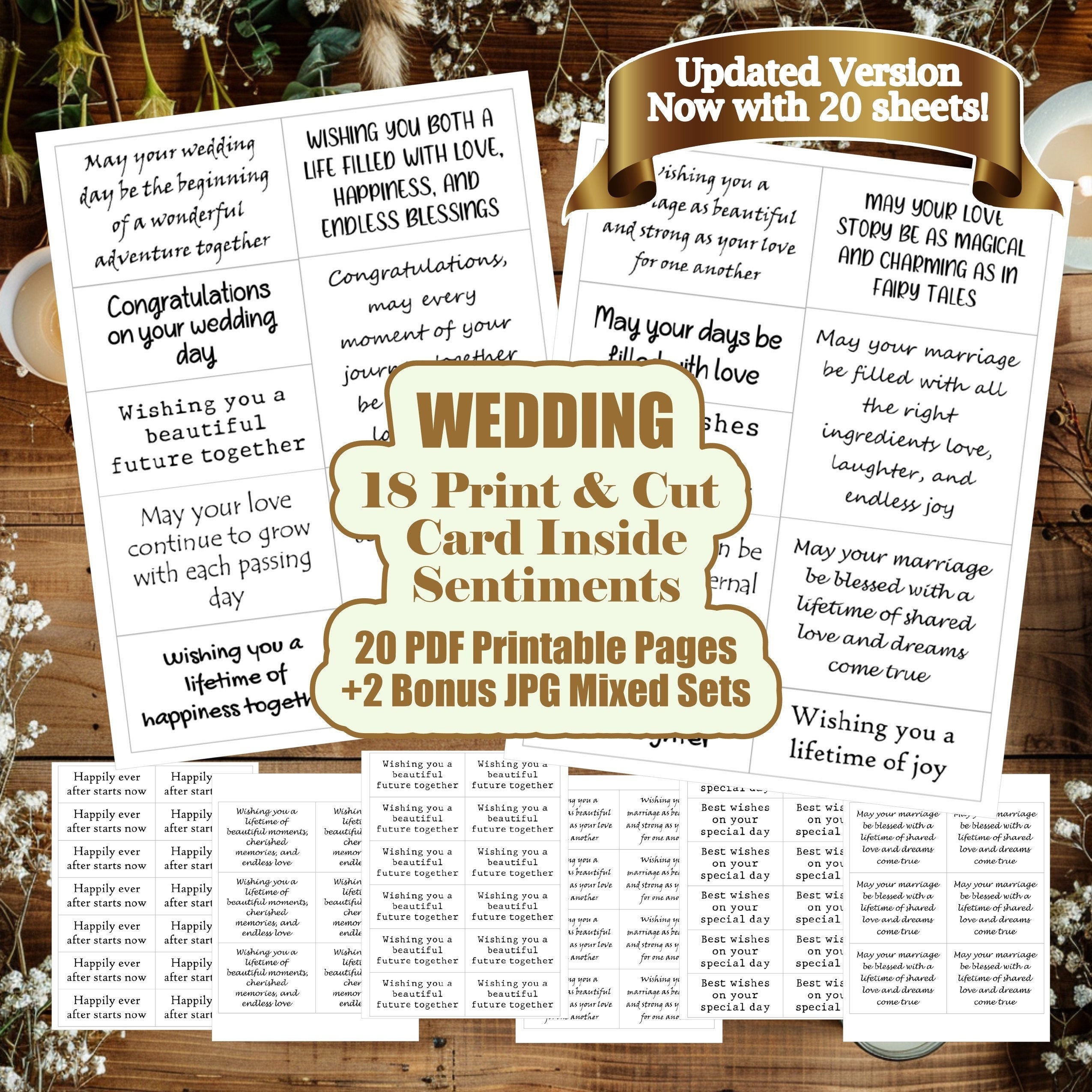 Printable Wedding Card Making Sentiments for Greeting Card Inserts Time ...