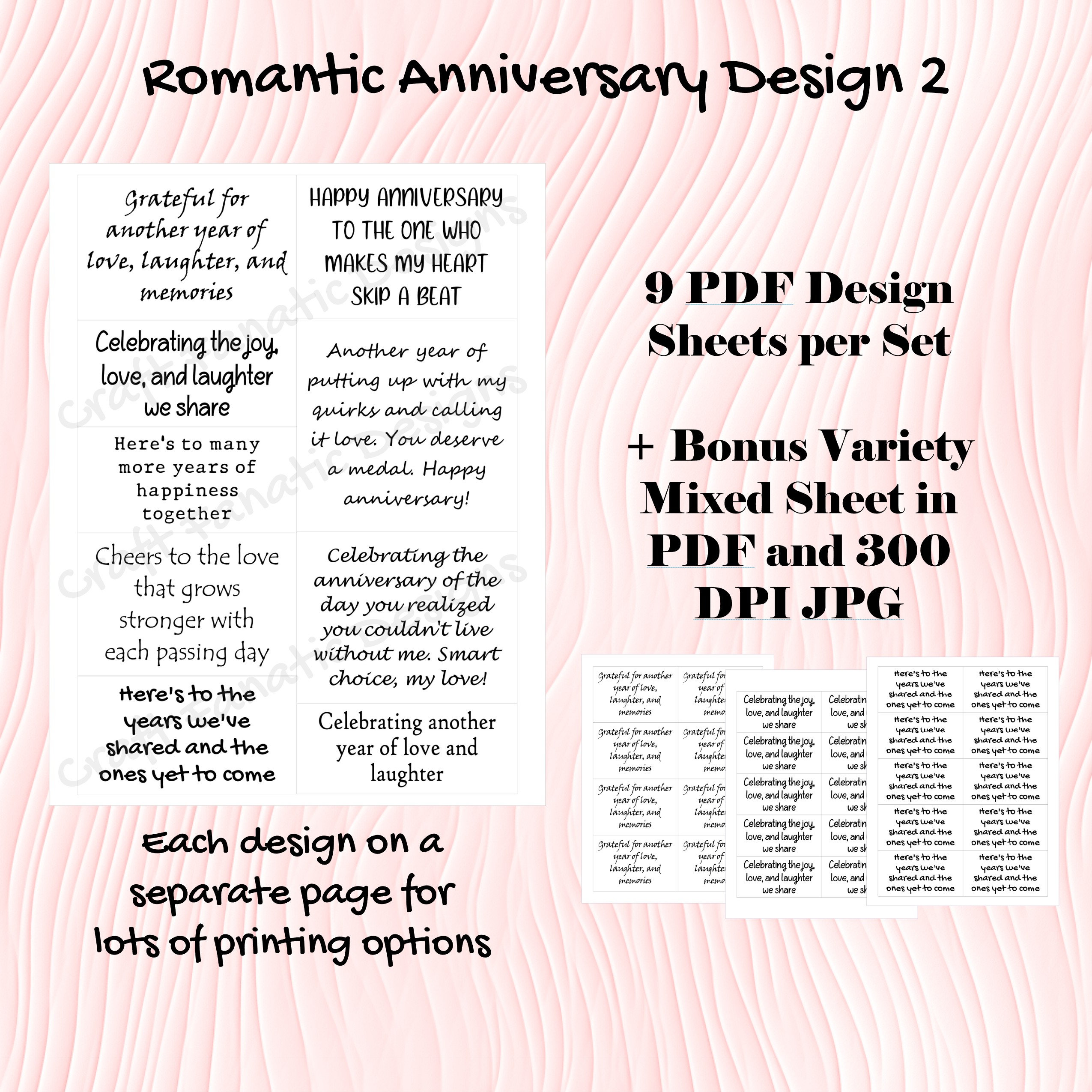 Romantic Anniversary Card Making Sentiments - Digital Printable ...