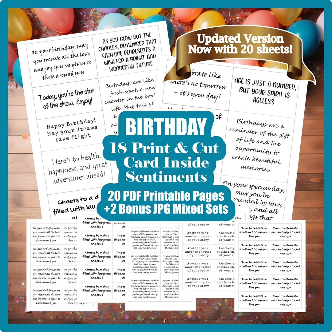 Birthday Card Sentiments - Card Greeting Inserts - Inside Sentiments ...