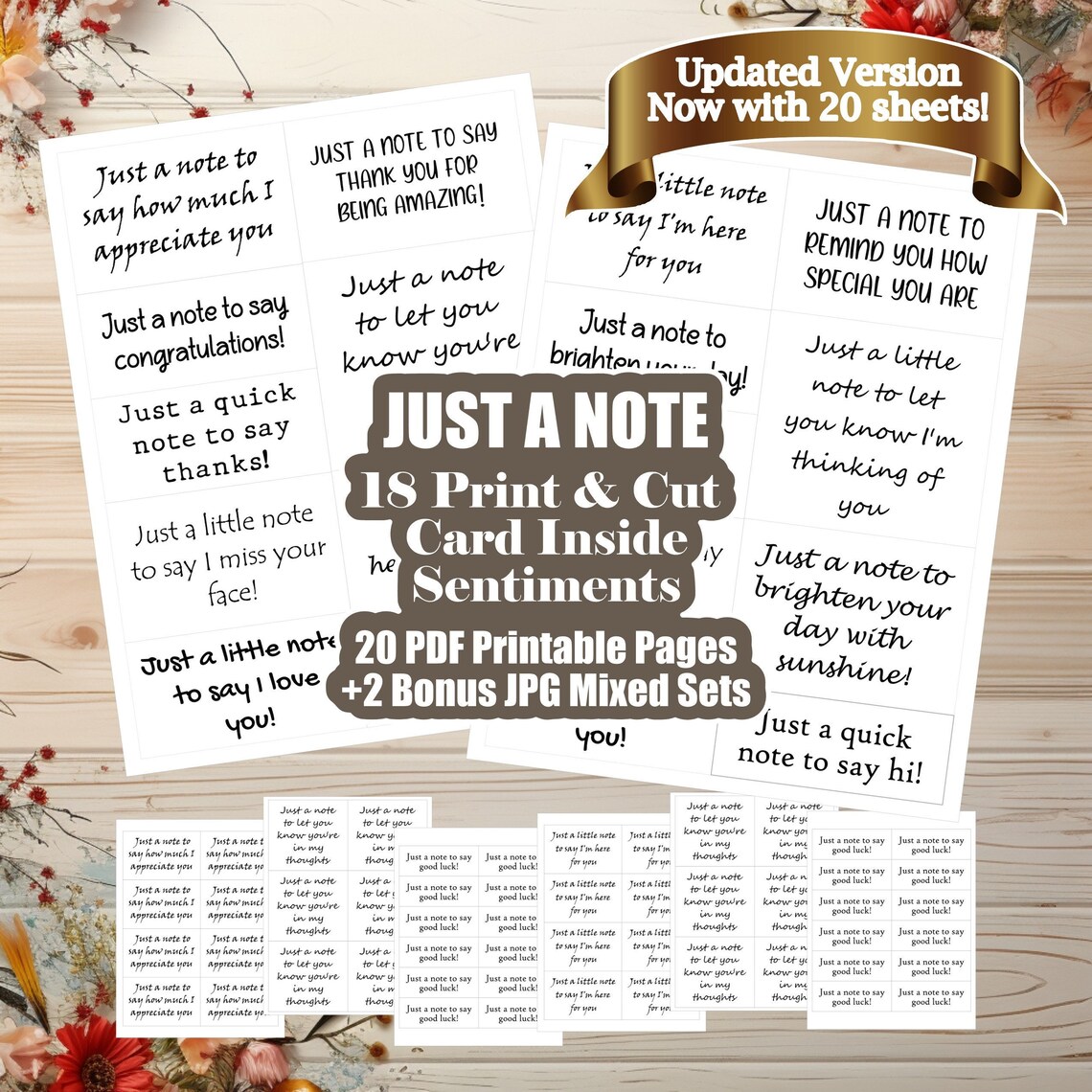 Printable Note Card Making Sentiments for Greeting Card Inserts - Time ...