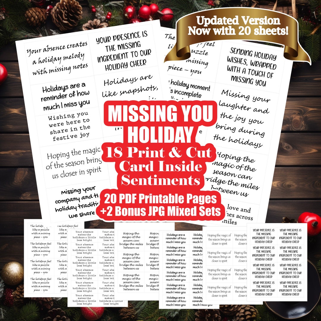 Missing You Holiday Christmas Card Making Sentiments - Card Greeting ...