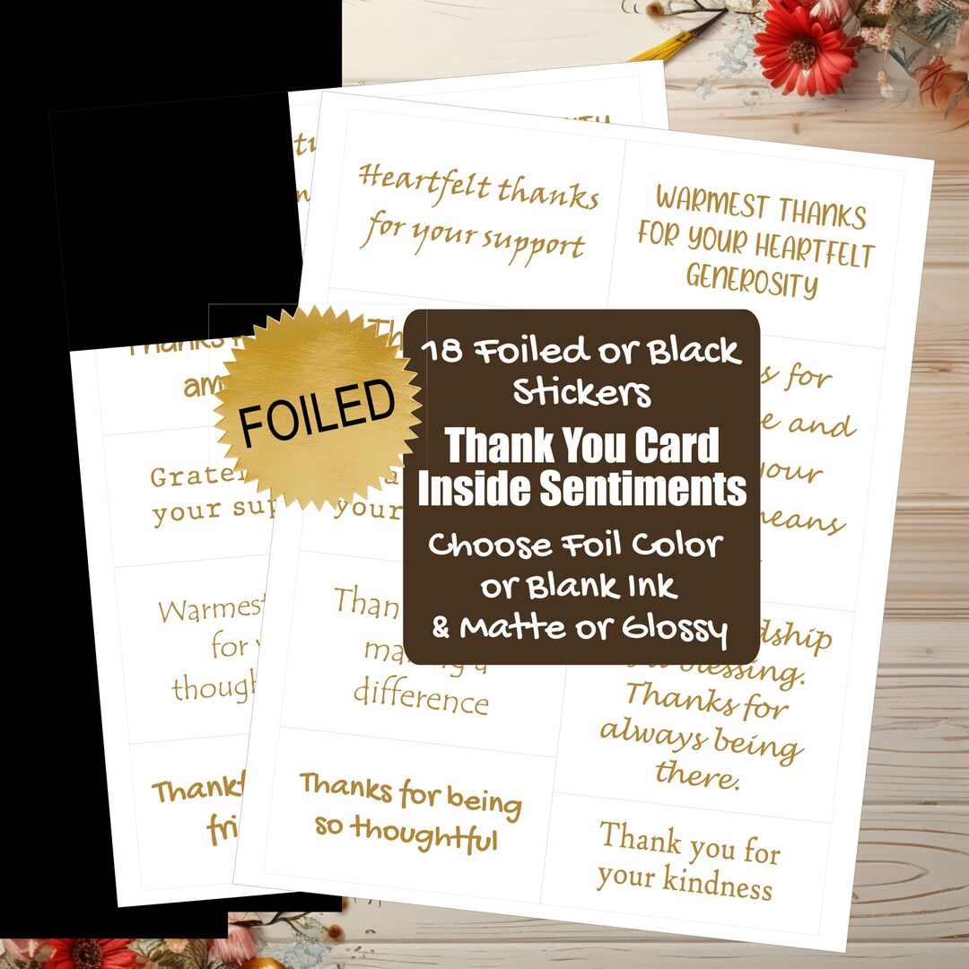 Thank You Card Sentiment Foil Sticker Time Saver for Thank You Card ...