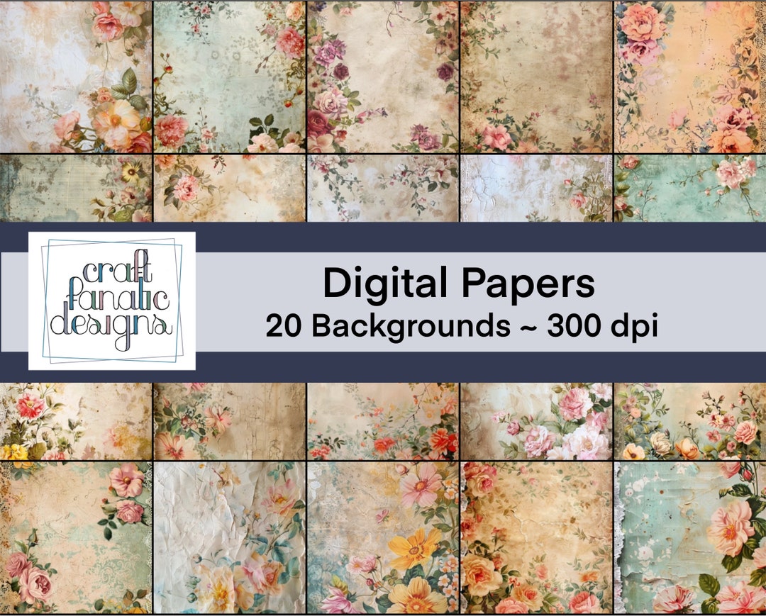 Vintage Digital Paper Printable Art for Card Making Backgrounds Junk ...