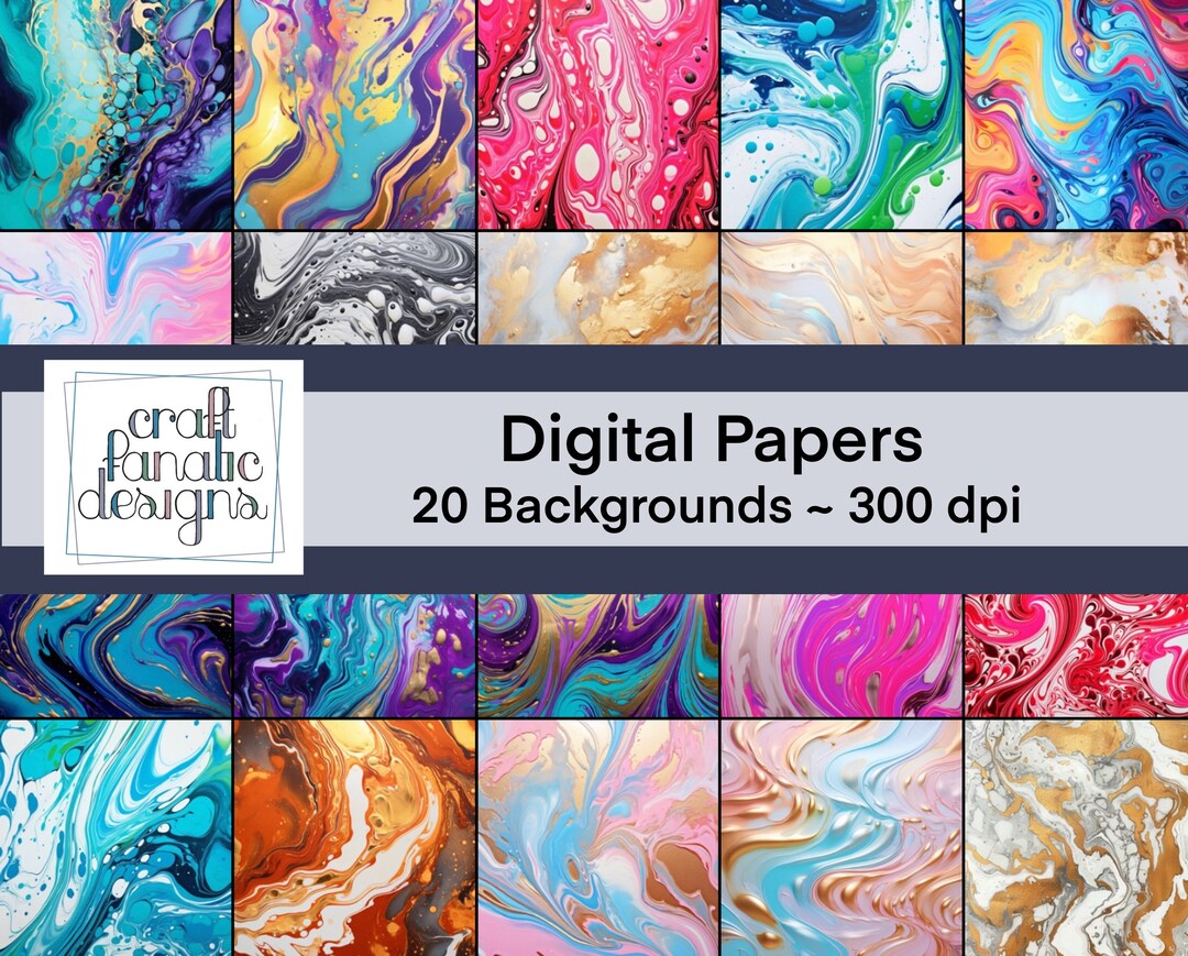Colorful Marble Digital Paper Printable Art for Card Making Backgrounds ...