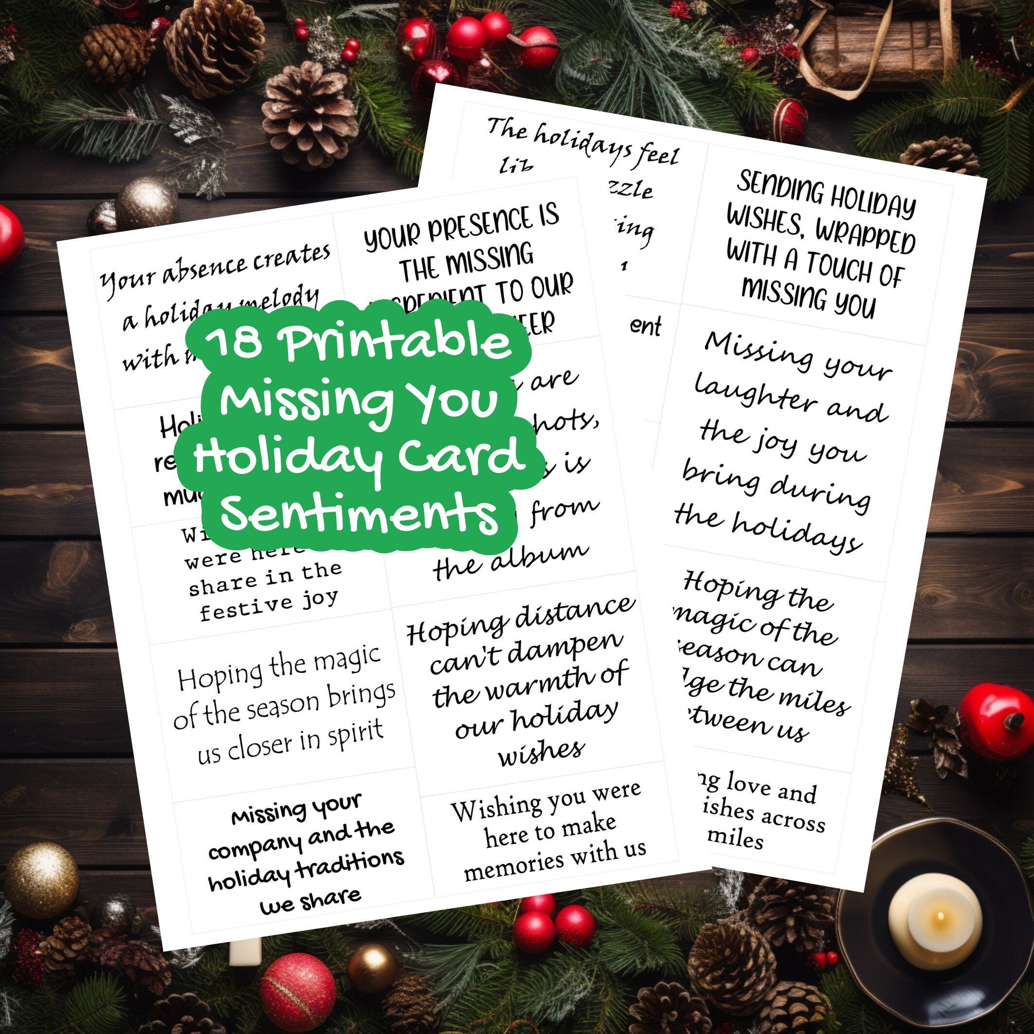 Missing You Holiday Christmas Card Making Sentiments Card Greeting ...