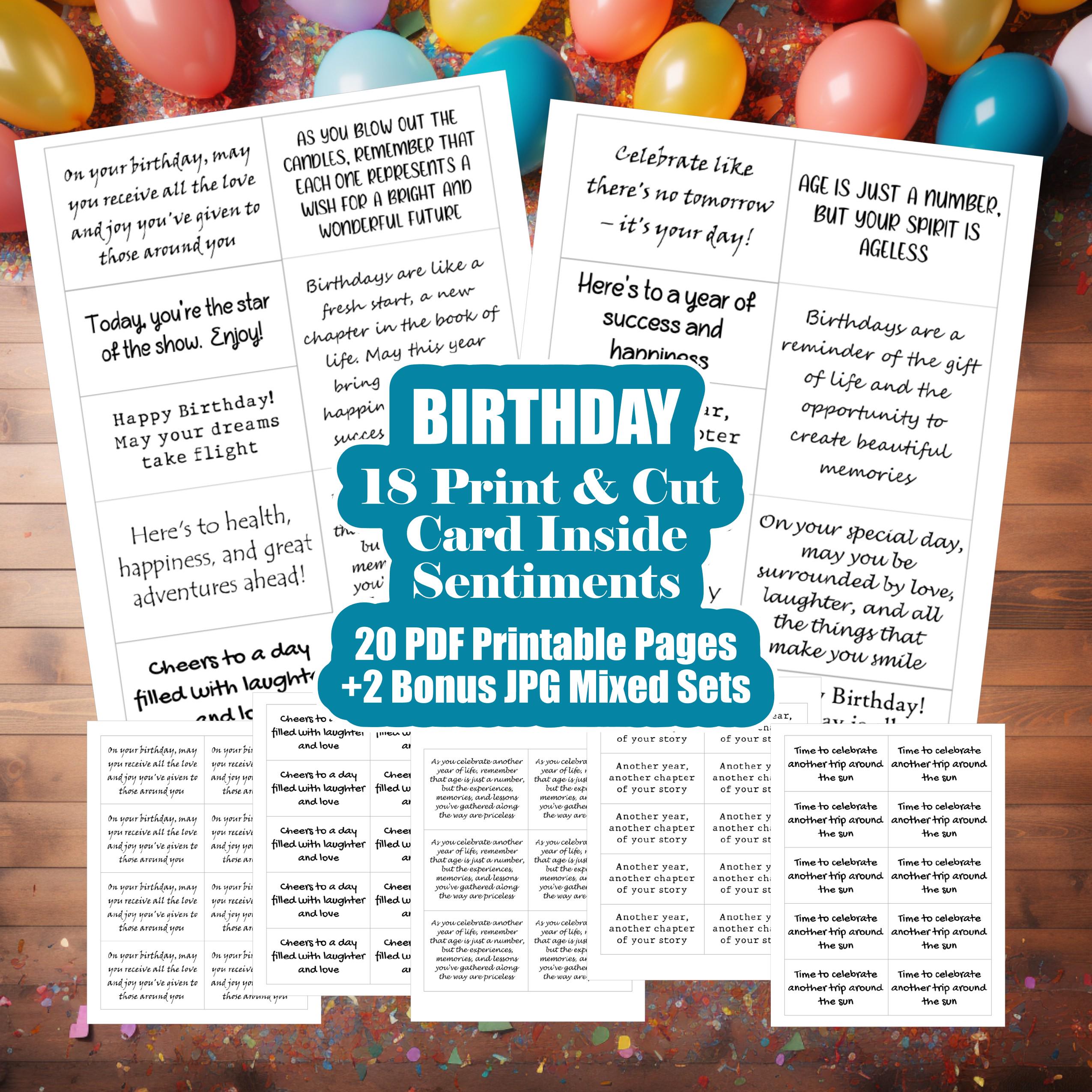 Birthday Card Sentiments - Card Greeting Inserts - Inside Sentiments ...