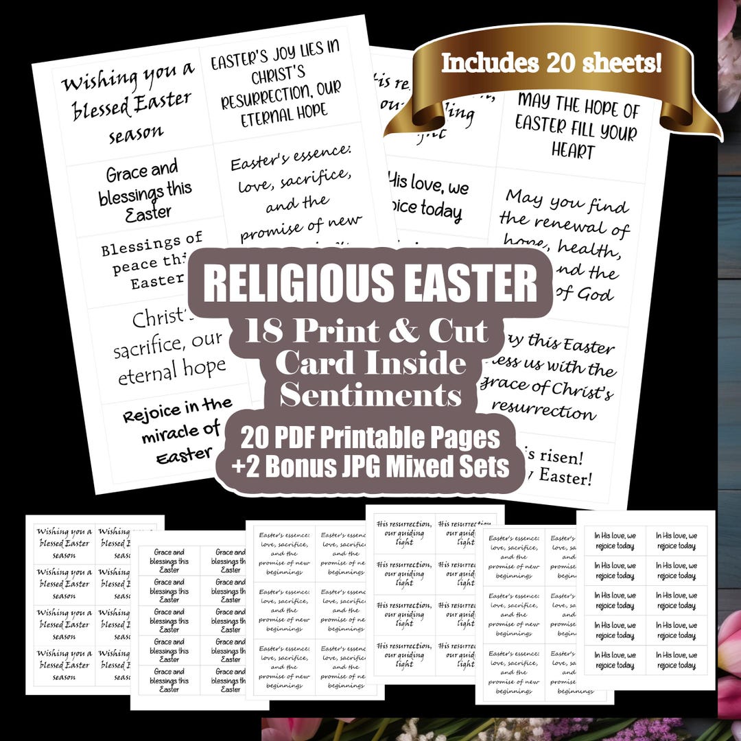 Religious Easter Card Making Sentiments for Greeting Card Inserts ...