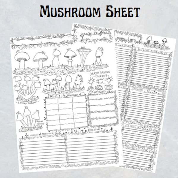 Mushroom Dnd Character Sheets - Etsy
