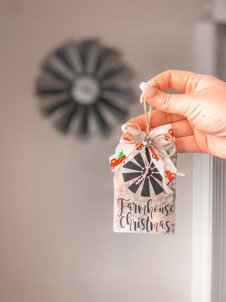 Farmhouse Galvanized Metal Tag Ornaments Farm Sweet Farm | Etsy