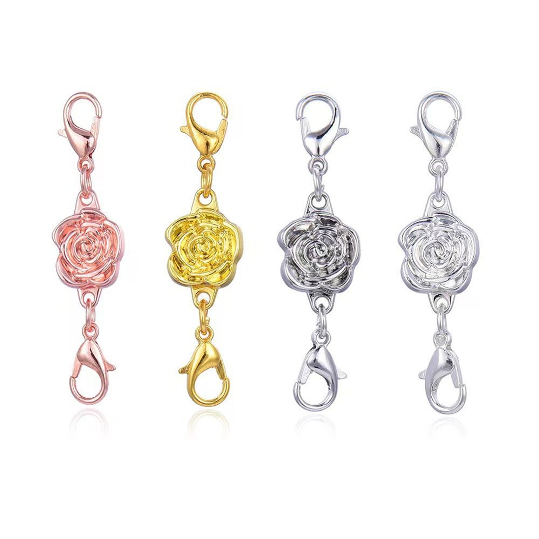 5pcs Magnetic Flower Design Rhinestones Extender Clasps Closures for ...