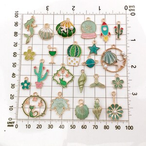 Assorted Mix Colors Variety 31pcs Enamel Charms Bulk for Bracelets ...