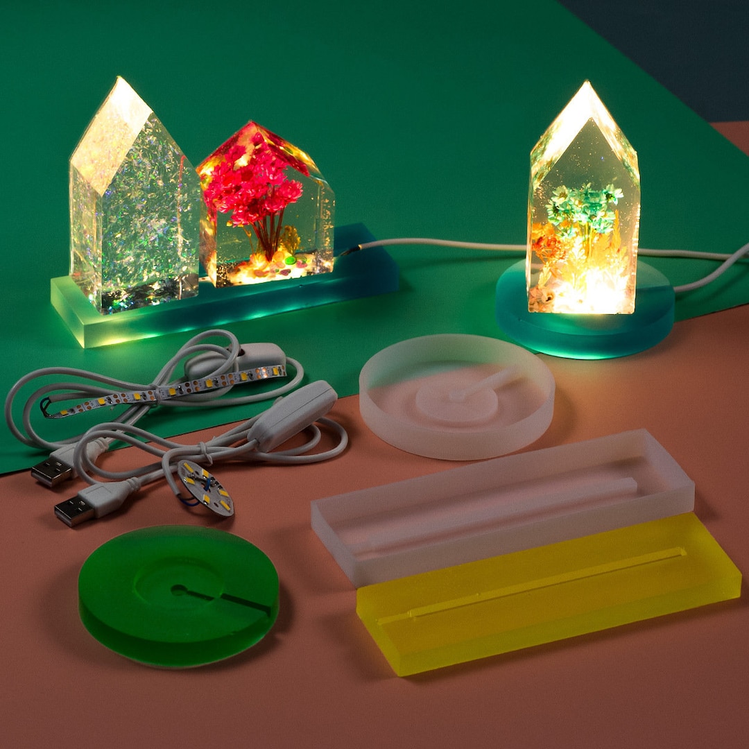 Cuboid / Round LED Light Base Silicone Mold, Resin Mold for Home ...