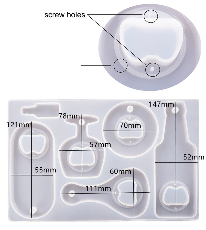 1 Set Diy Resin Epoxy Beer Spanner Mold Bottle Opener Mould- Resin ...
