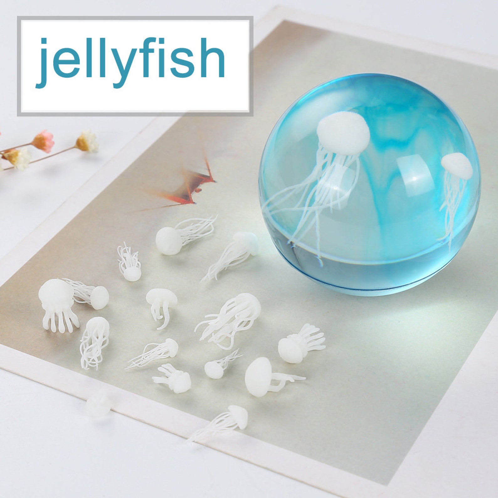 3D White Plastic Mini Jellyfish Model for Silicone Mold Craft Making ...