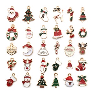Assorted Variety 30/50/96pcs Christmas Enamel Charms Bulk for Bracelets ...