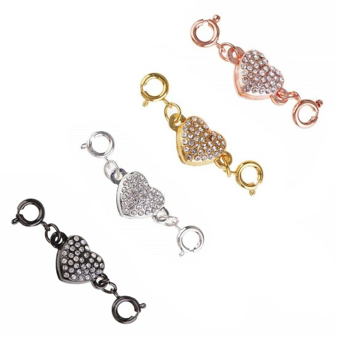 4pcs Magnetic Love Heart Extender Clasps Closures for Bracelet and ...