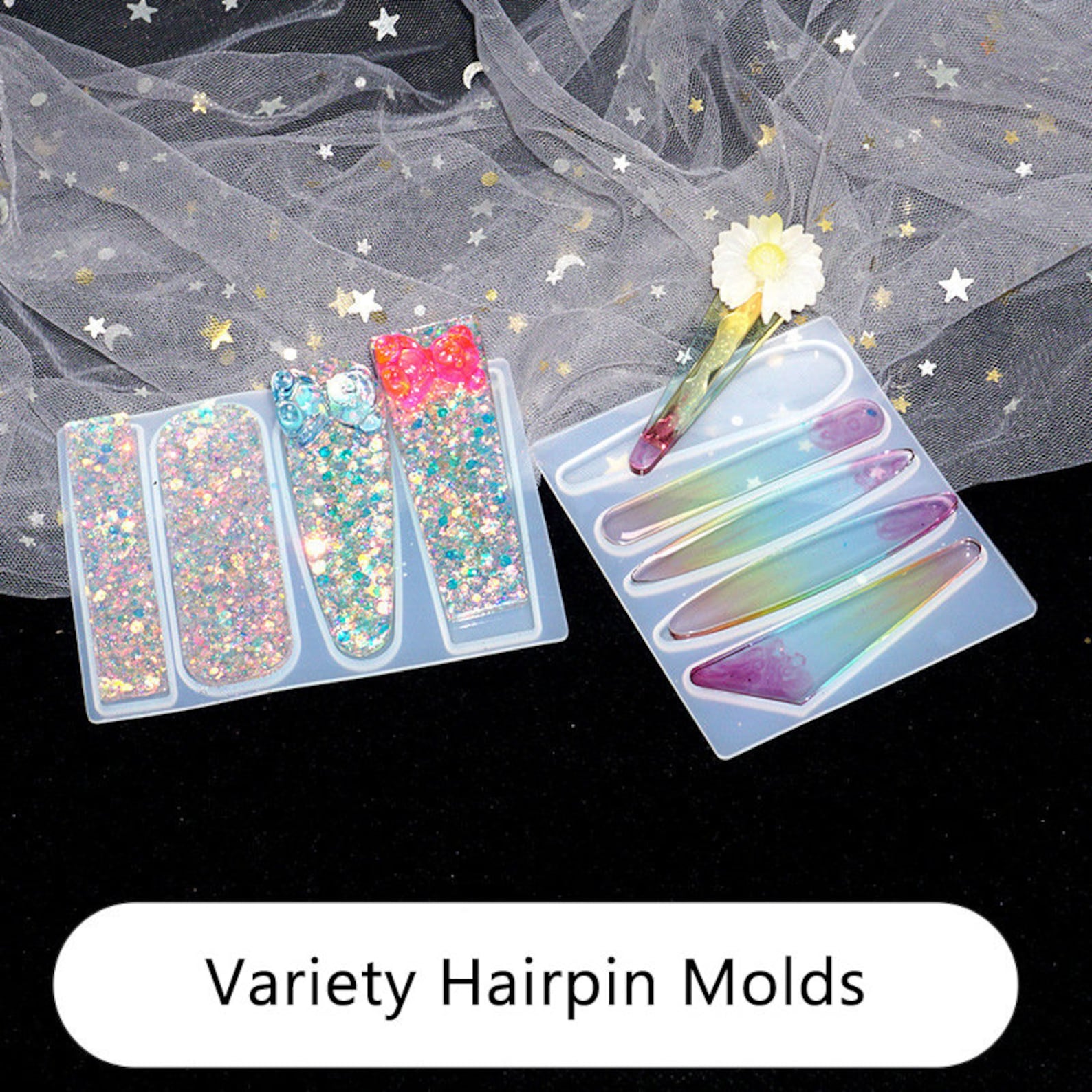 3 Patterns Creative Silicone Resin Hairpin Bobby Pins Mold, Hairgrip ...