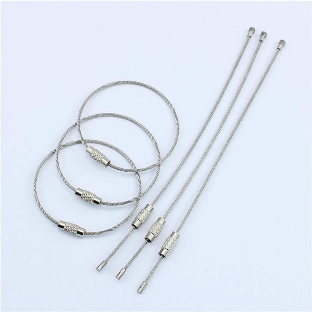10/20 / 50 / 100 Pack Wire Keychain Cable Stainless Steel Key Ring Loop ...