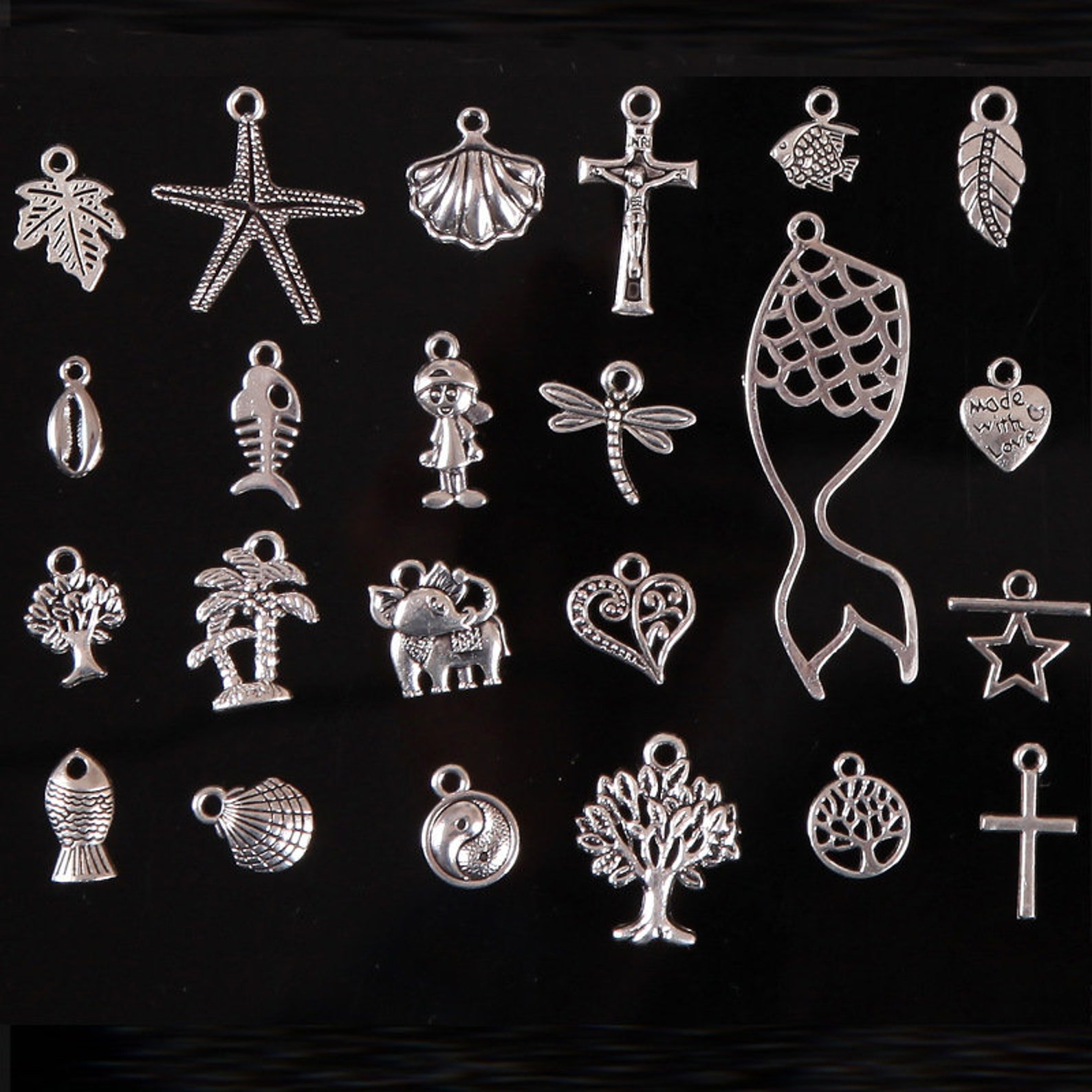 100pcs Mix Different Vintage Pendant Charms Accessories Diy Metal Charm ...