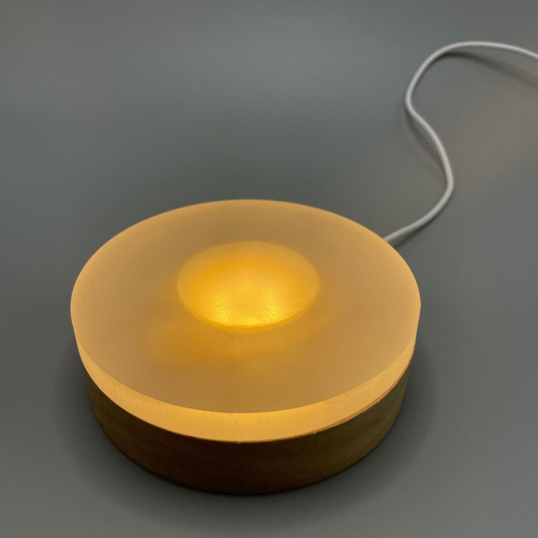 Round Design Solid Wood Luminous Base LED Night Light Ornament Light ...