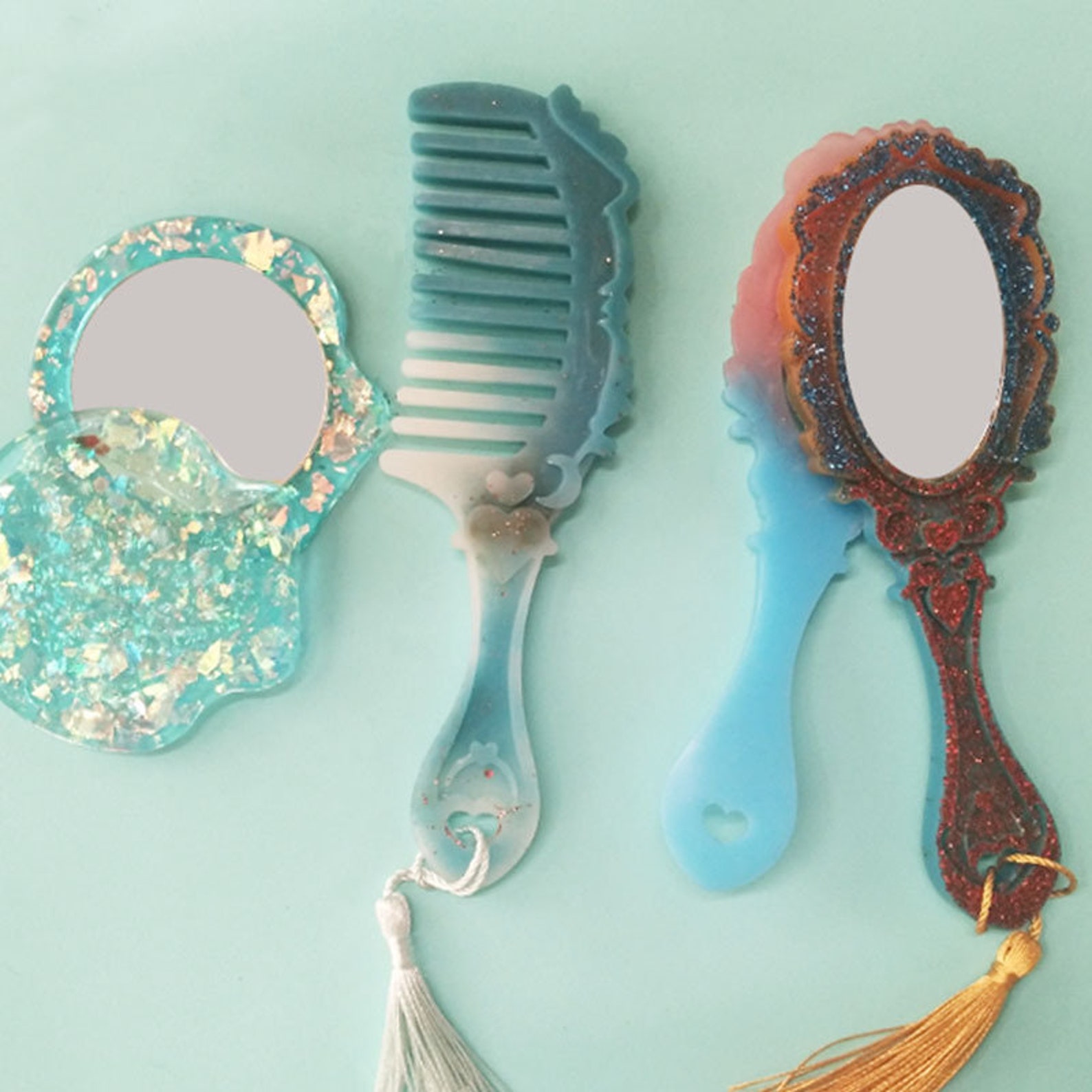 Silicone Resin Retro Mirror,vanity Mirror,comb Mold, Hairbrush Comb ...