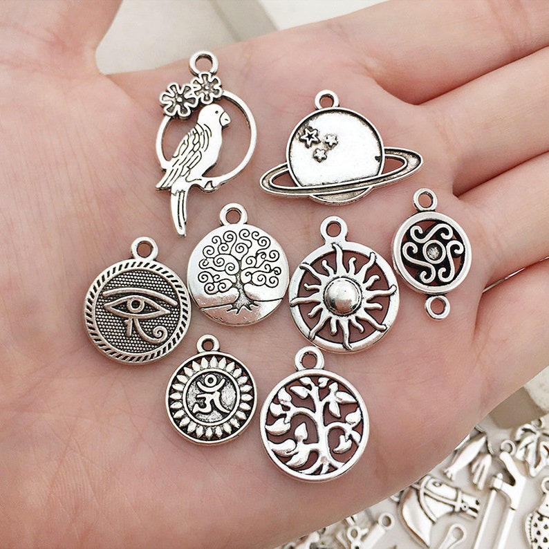 100pcs Vintage Silver Color Pendant Charms Accessories Diy Metal Charm ...