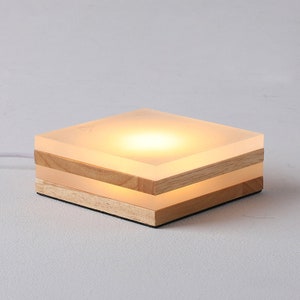 95mm*35mm / 3.7inch*1.4inch Square Design Solid Wood Luminous Base LED ...