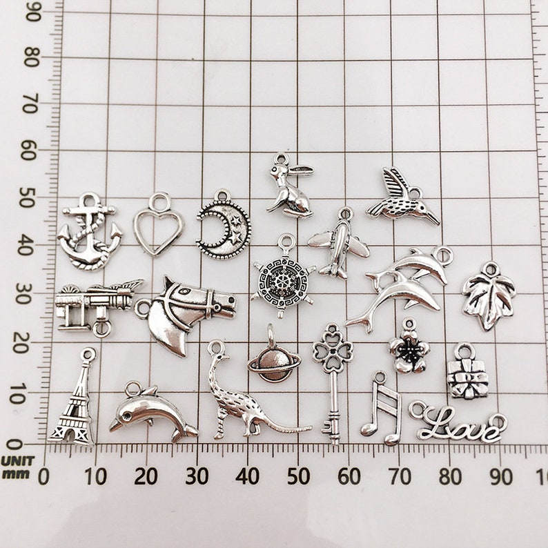100pcs Vintage Silver Color Pendant Charms Accessories Diy Metal Charm ...