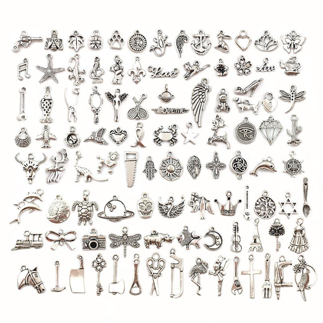 100pcs Vintage Silver Color Pendant Charms Accessories Diy Metal Charm ...