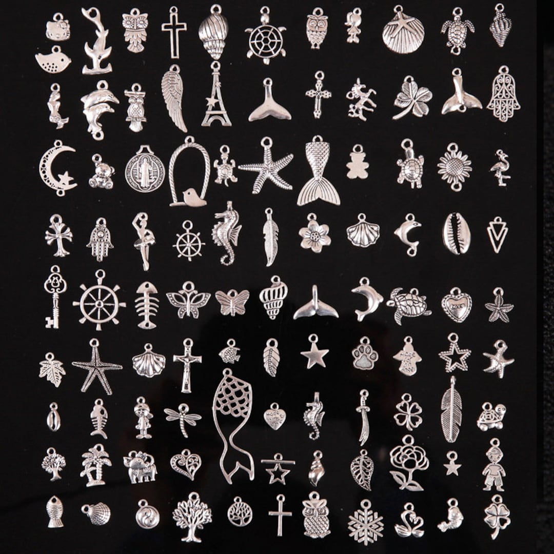 100pcs Mix Different Vintage Pendant Charms Accessories Diy Metal Charm ...