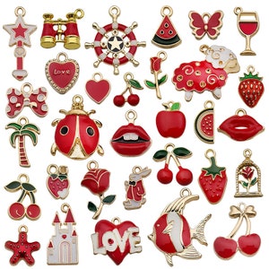 Assorted Mix Colors Variety 31pcs Enamel Charms Bulk for Bracelets ...