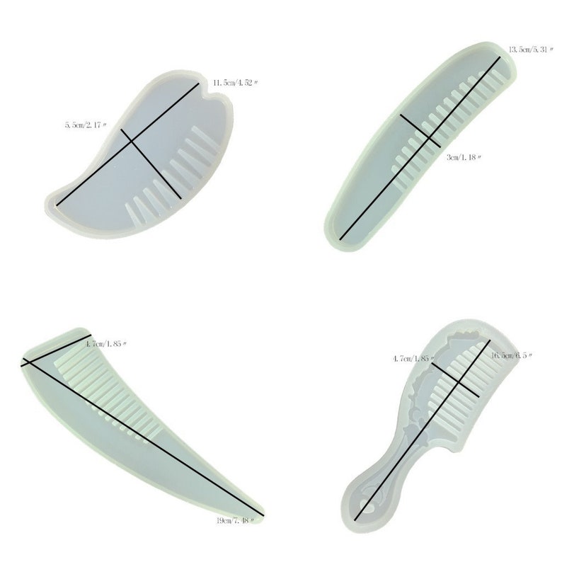 4 Patterns Creative Silicone Resin Comb Mold, Hairbrush Comb Mould ...