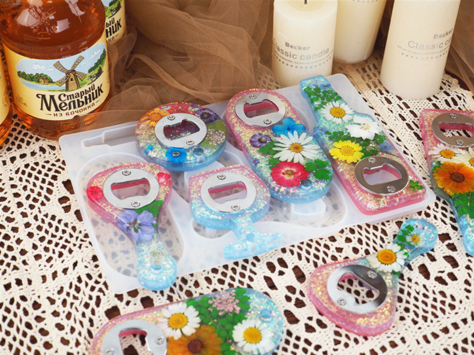 1 Set Diy Resin Epoxy Beer Spanner Mold Bottle Opener Mould | Etsy