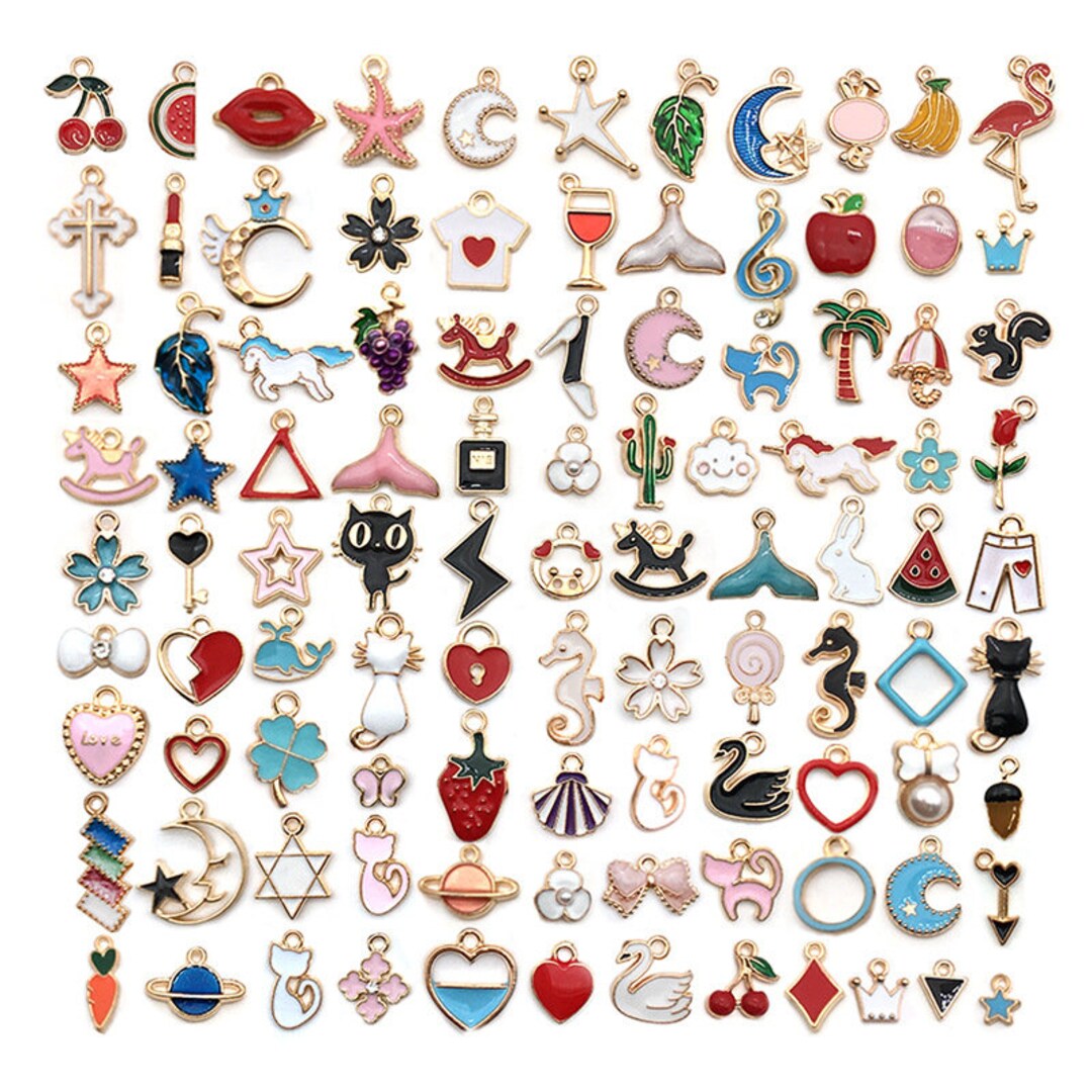 Assorted Variety 100pcs Color Enamel Charms Charms in Bulk for ...