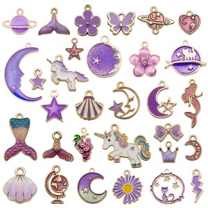 Assorted Mix Colors Variety 31pcs Enamel Charms Bulk for Bracelets ...