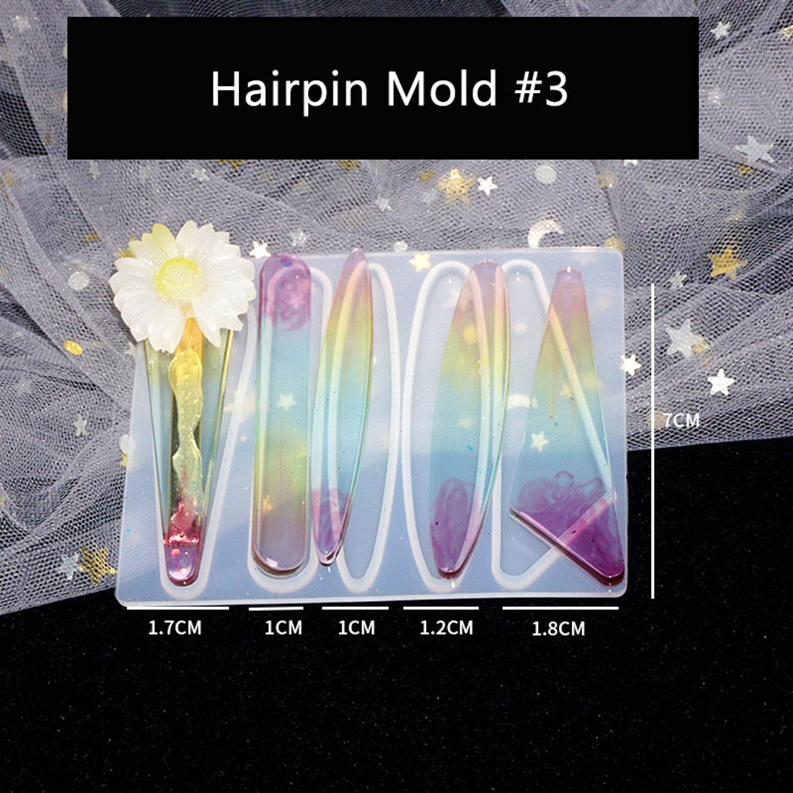 3 Patterns Creative Silicone Resin Hairpin Bobby Pins Mold, Hairgrip ...