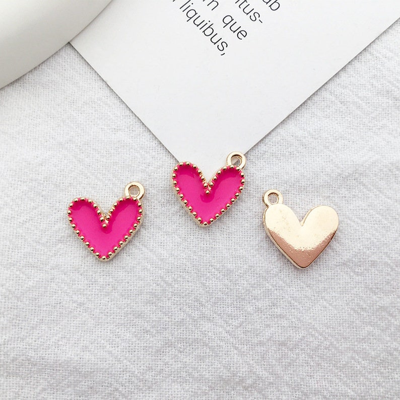 Assorted Mix Colors Heart Shape 90pcs Enamel Charms Bulk for Bracelets ...