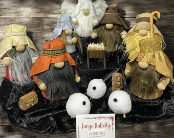 Gnome Nativity | O Holy Night Mini Sign | 5 Inch Gnome | Joseph - Mary ...