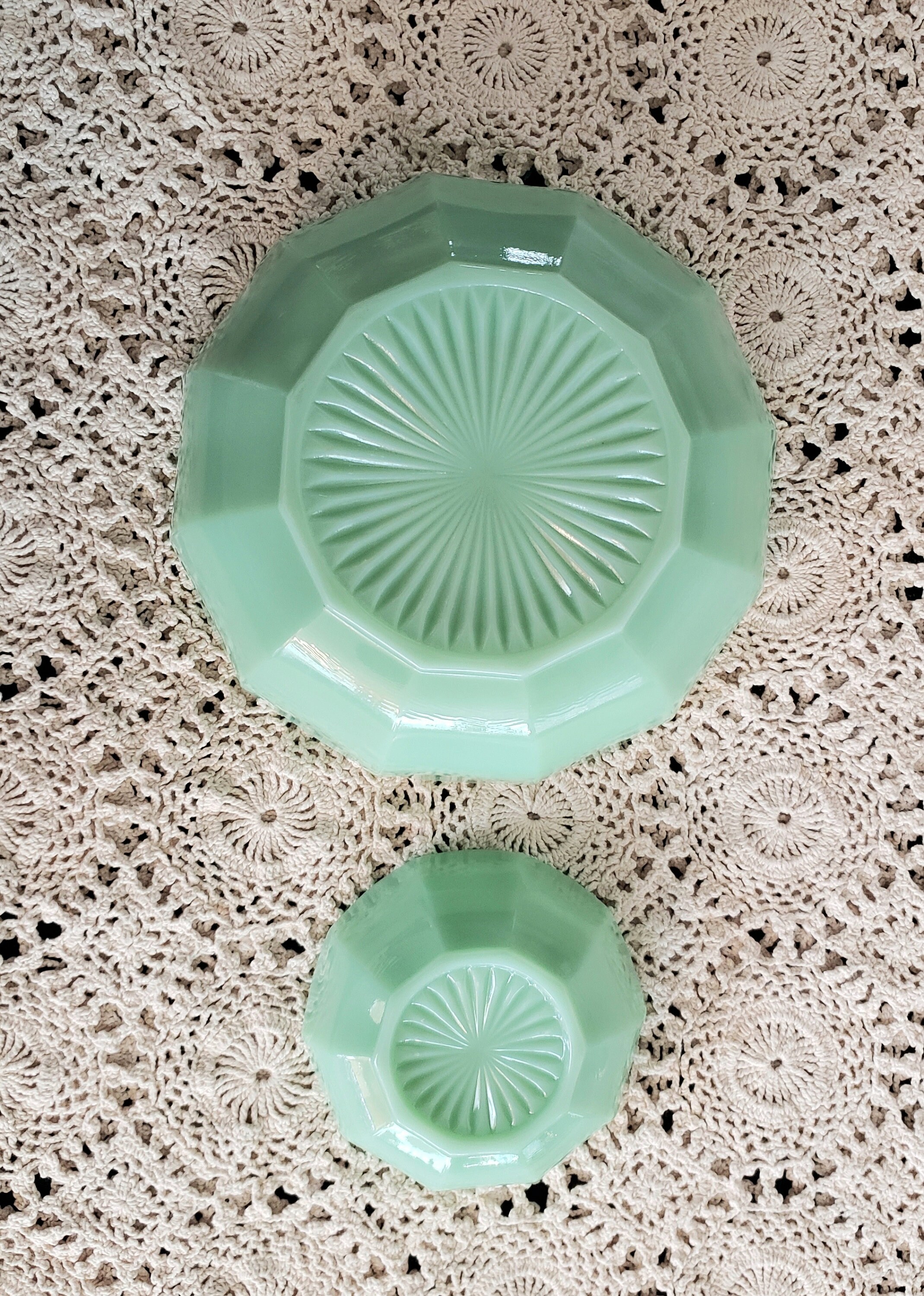 Mosser Glass Jadeite Mint Green Scalloped Edge Bowls - Etsy