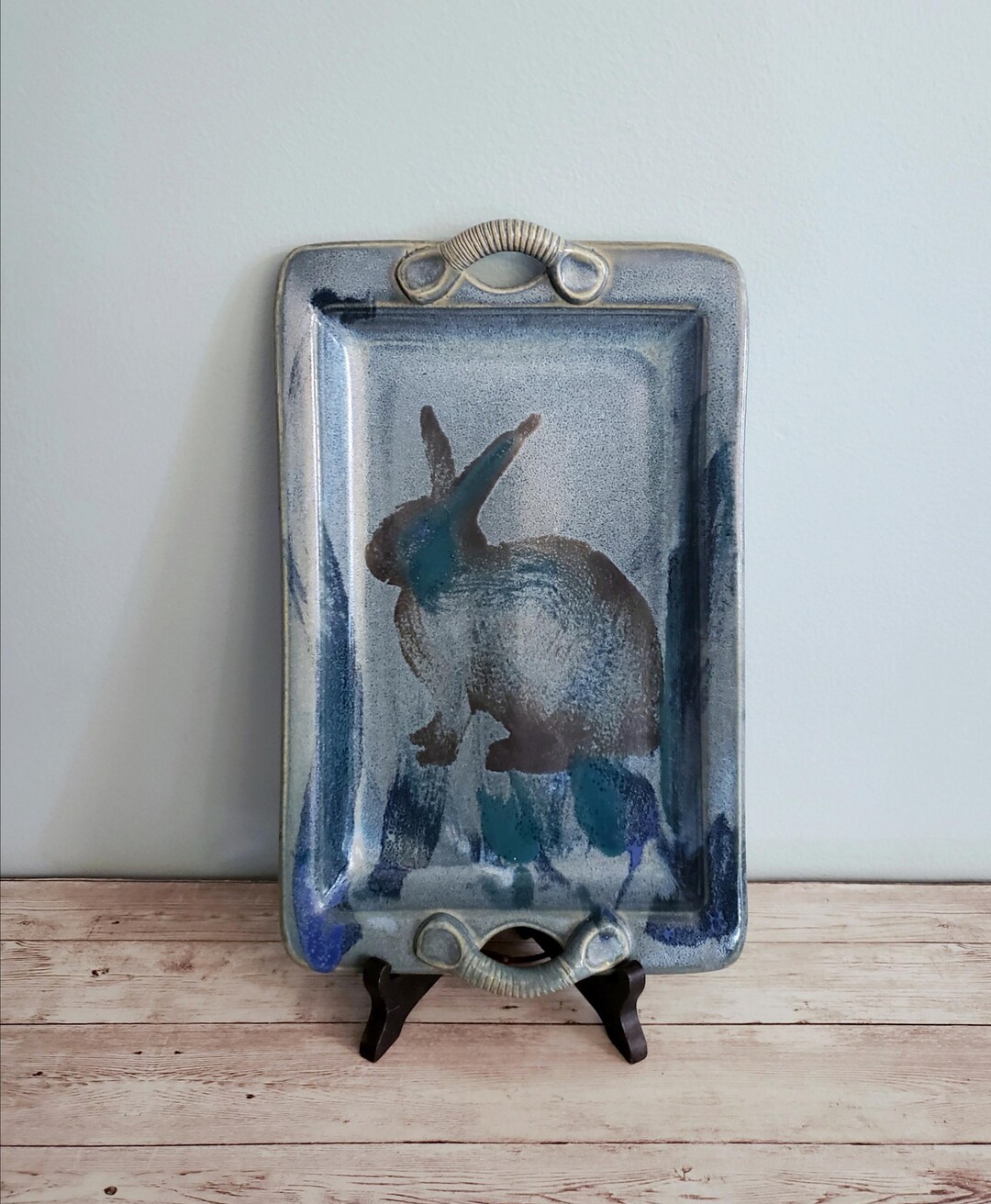 Stoneware Hand-painted Decorative David Ross Pottery Tray With Bunny - Etsy