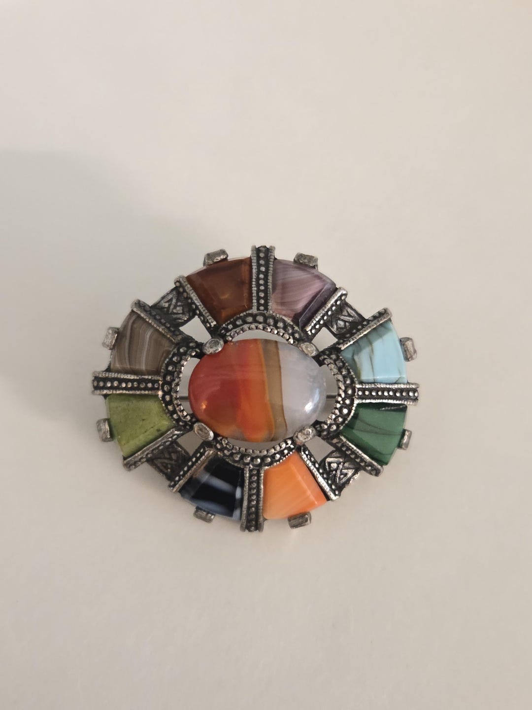 Vintage Miracle Semiprecious Stone Brooch/pin - Etsy