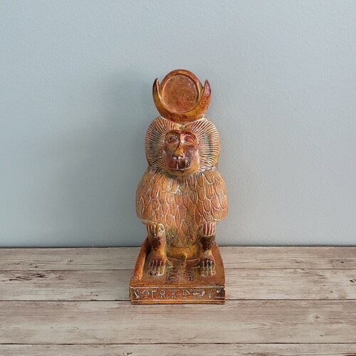Statue of Thoth Baboon Seated Monkey moon God Thoth and - Etsy Canada