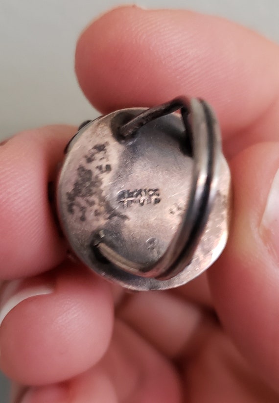 Mexican Amethyst Sterling Silver Poison Drug Ring - Gem