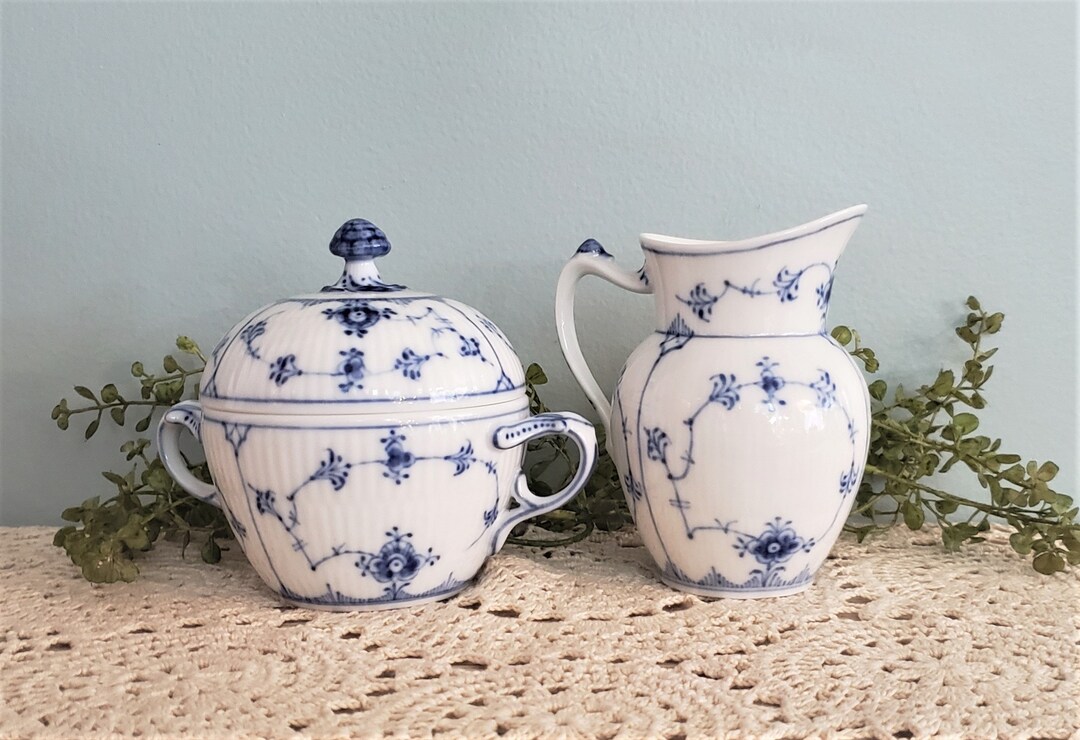 Royal Copenhagen Demark Blue Fluted Plain Creamer and Sugar - Etsy